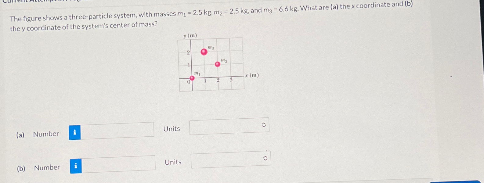 Solved The figure shows a three-particle system, with masses | Chegg.com