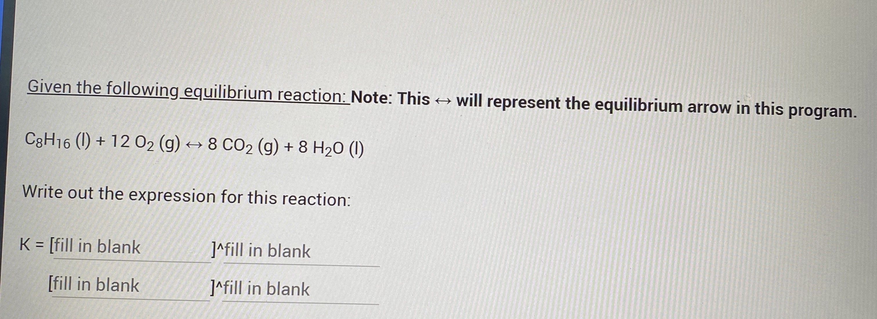 Solved Given the following equilibrium reaction: Note: This | Chegg.com