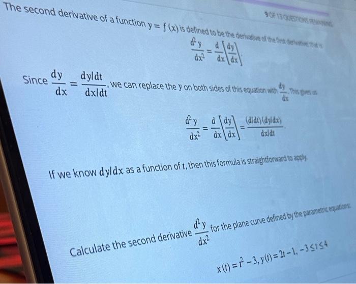 Solved The second derivative of a function \\( y=f(x) \\) is | Chegg.com