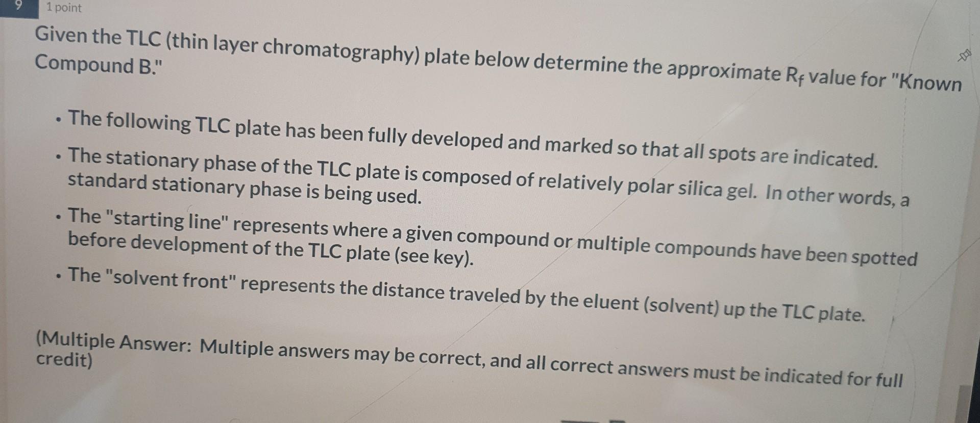Solved Given the TLC (thin layer chromatography) plate below | Chegg.com