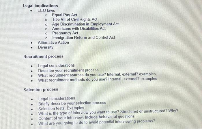 Legal implications - EEO laws - Equal Pay Act - Title | Chegg.com