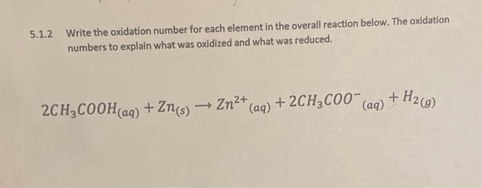 Solved 1.2 Write the oxidation number for each element in | Chegg.com