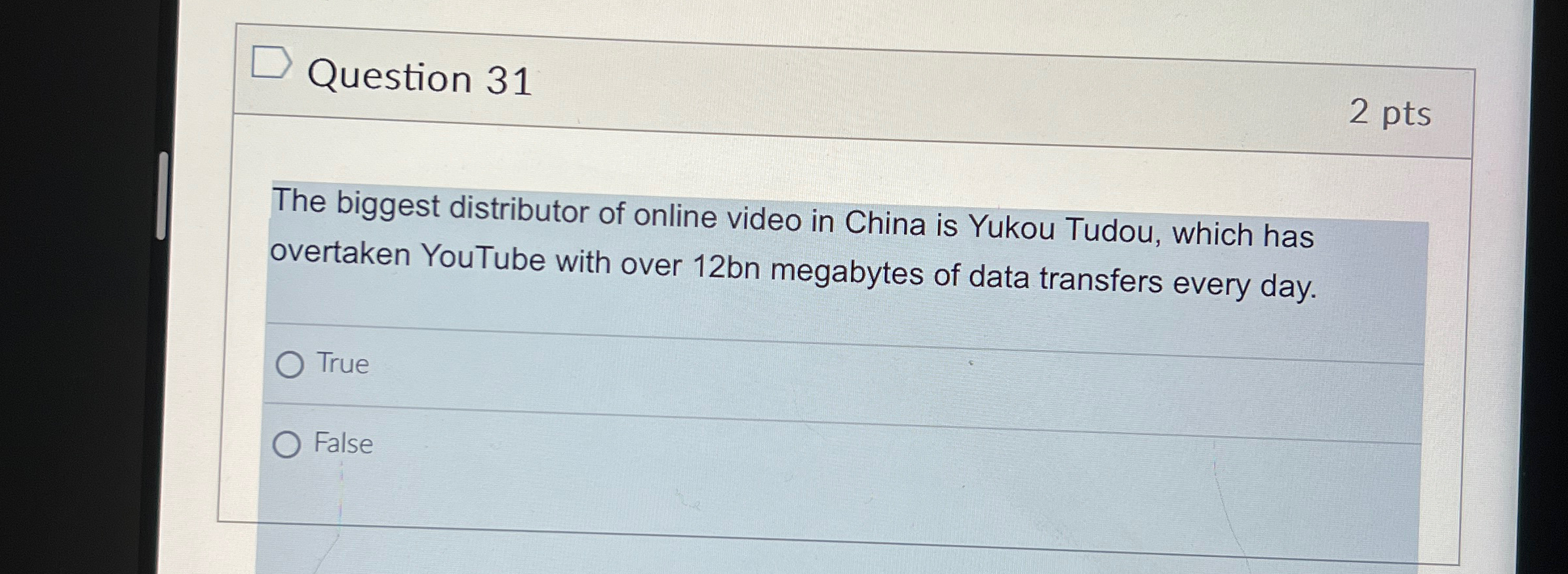 Solved The biggest distributor of online video in China is | Chegg.com