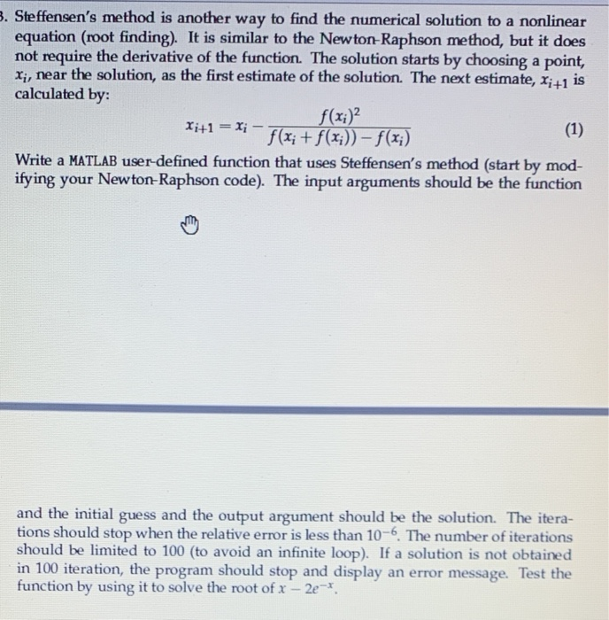 Solved 3. Steffensen's method is another way to find the | Chegg.com