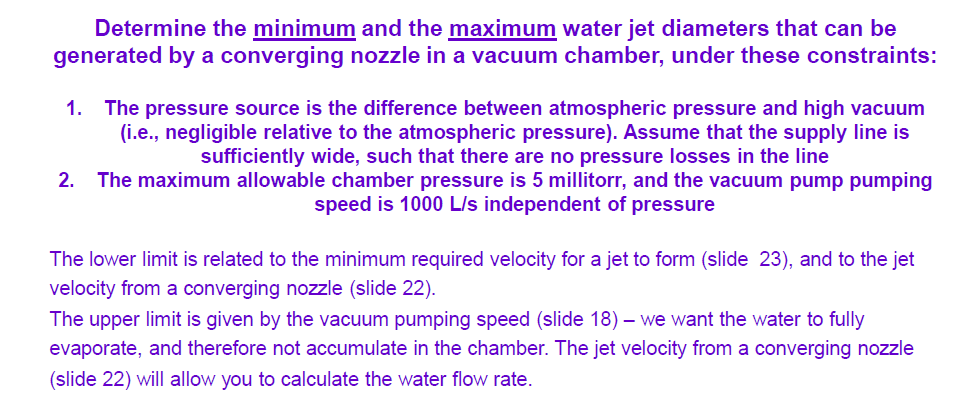 Solved Determine theminimum and the maximum water jet | Chegg.com