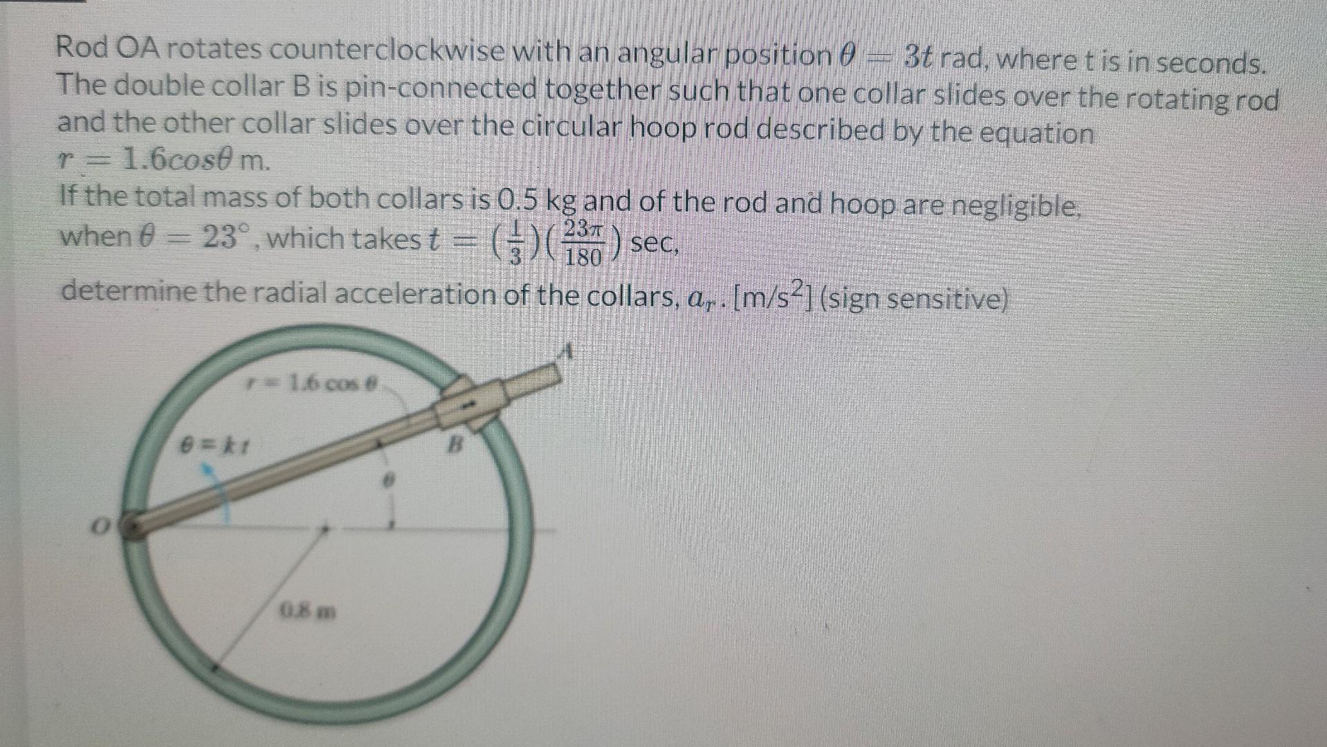 Solved Rod OA rotates counterclockwise with an angular | Chegg.com