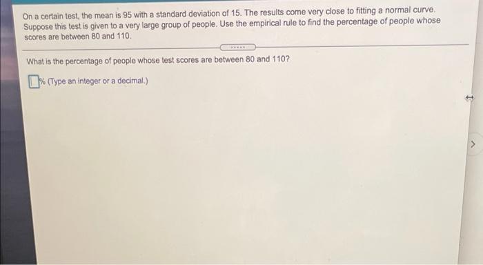 Solved On a certain test, the mean is 95 with a standard | Chegg.com