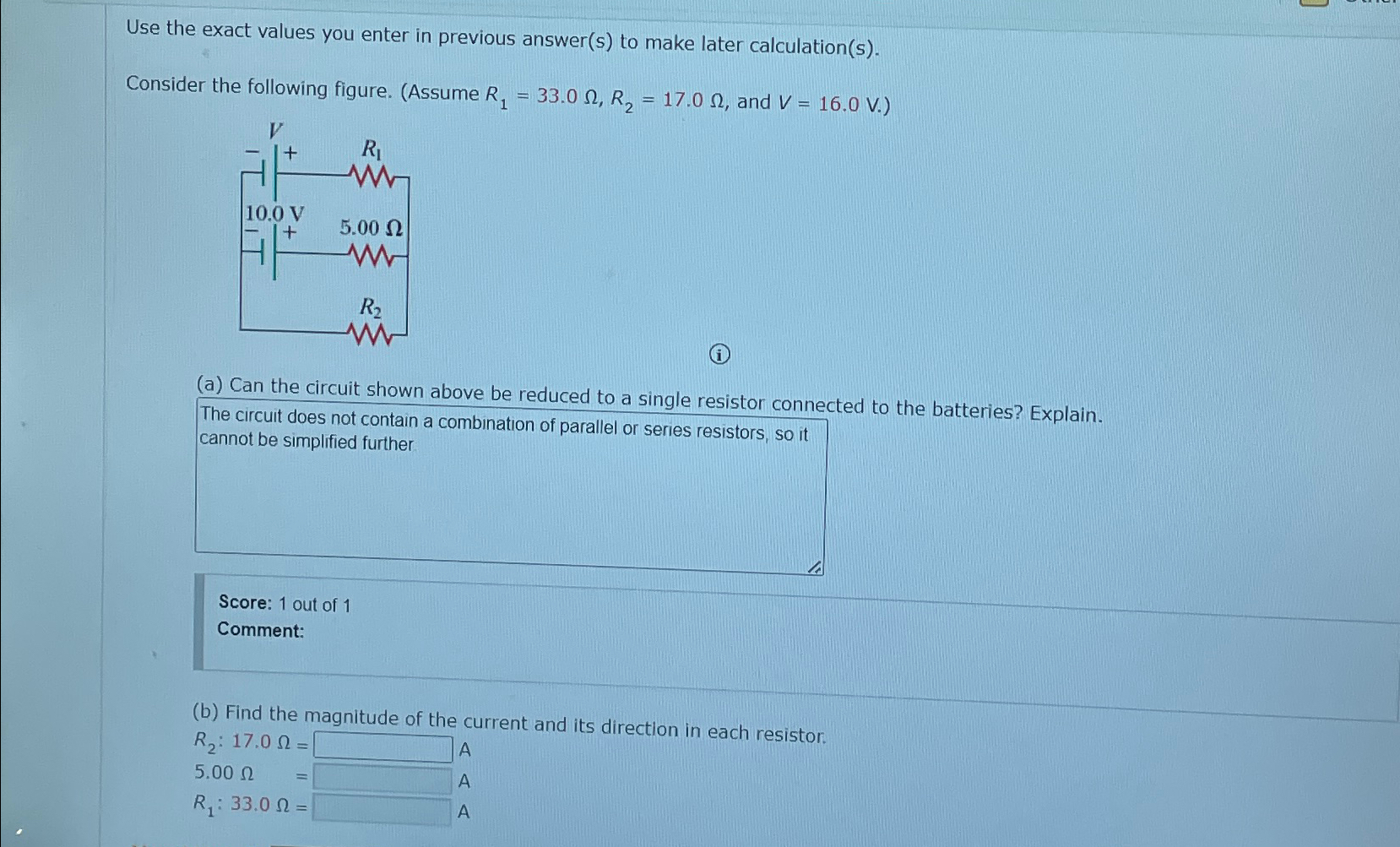 Solved Use the exact values you enter in previous answer(s) | Chegg.com