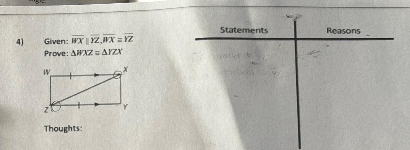Solved Given: |)/(b|=ar (YZ)Prove: ????WxZ-=ΔYZx | Chegg.com