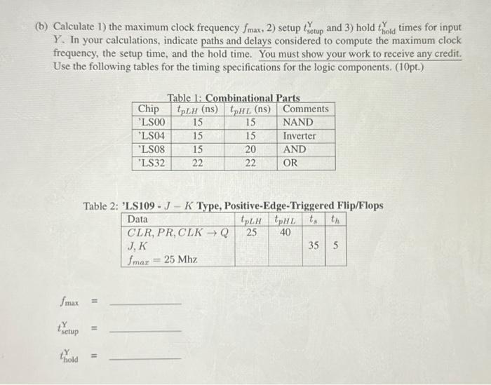 Solved b) Calculate 1) the maximum clock frequency fmax,2 ) | Chegg.com