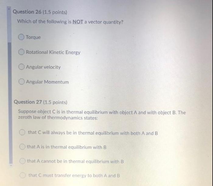 Solved Question 26 (1.5 points) Which of the following is | Chegg.com