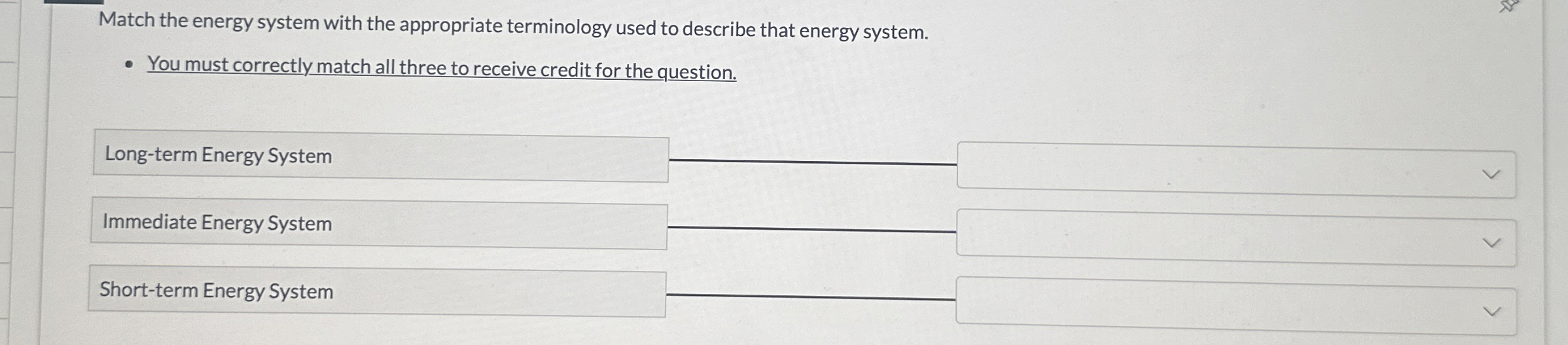 Solved Match the energy system with the appropriate | Chegg.com