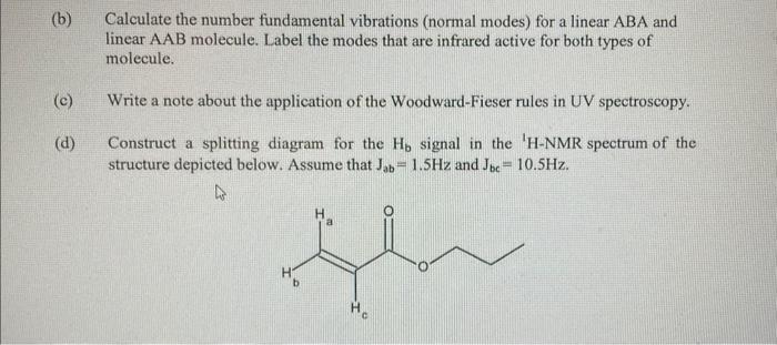 Solved (b) Calculate the number fundamental vibrations | Chegg.com