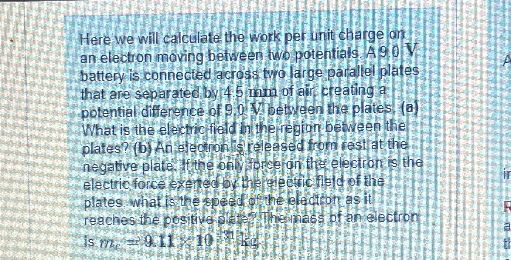 Solved Here we will calculate the work per unit charge on an | Chegg.com