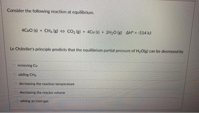 Solved Consider the following reaction at equilibrium. | Chegg.com