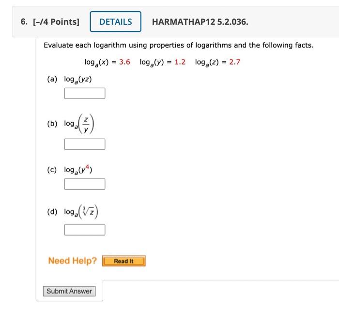 Solved Evaluate each logarithm using properties of | Chegg.com