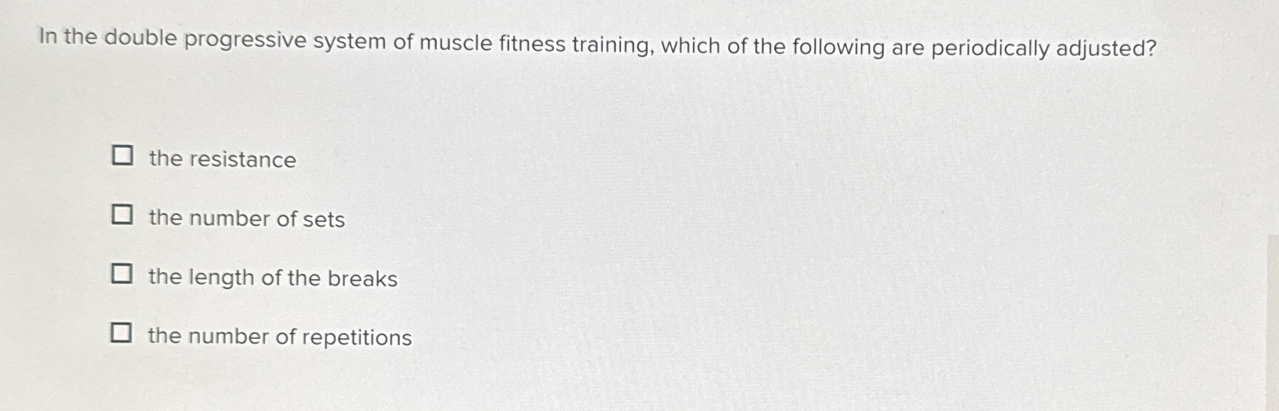 Solved In the double progressive system of muscle fitness | Chegg.com