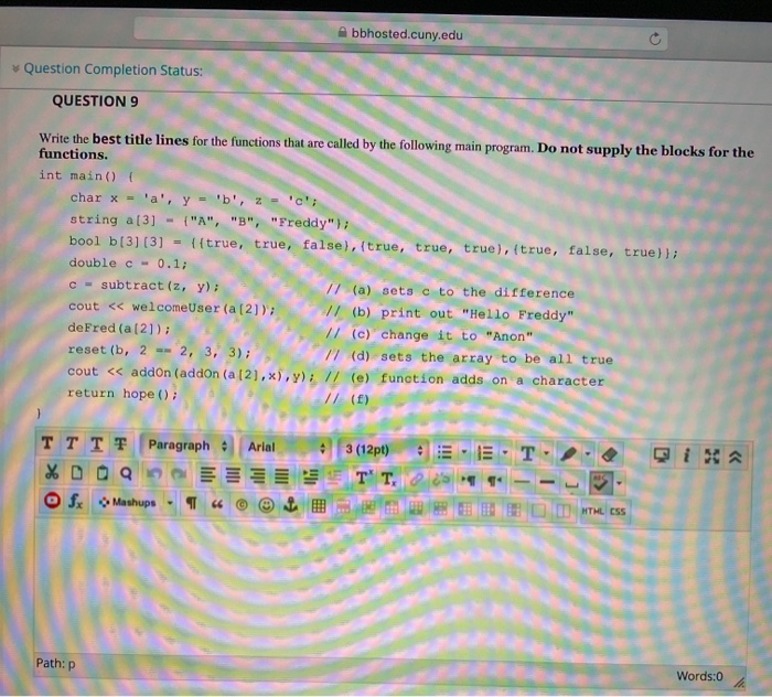 Solved bbhosted.cuny.edu Question Completion Status: | Chegg.com