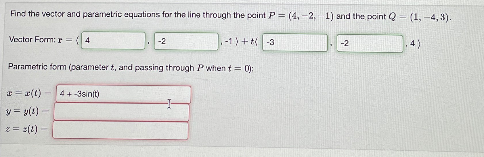 Solved Find the vector and parametric equations for the line | Chegg.com