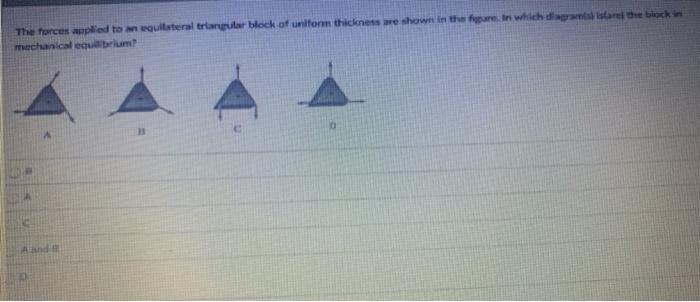 Solved The forces applied to equilateral triangular block of | Chegg.com