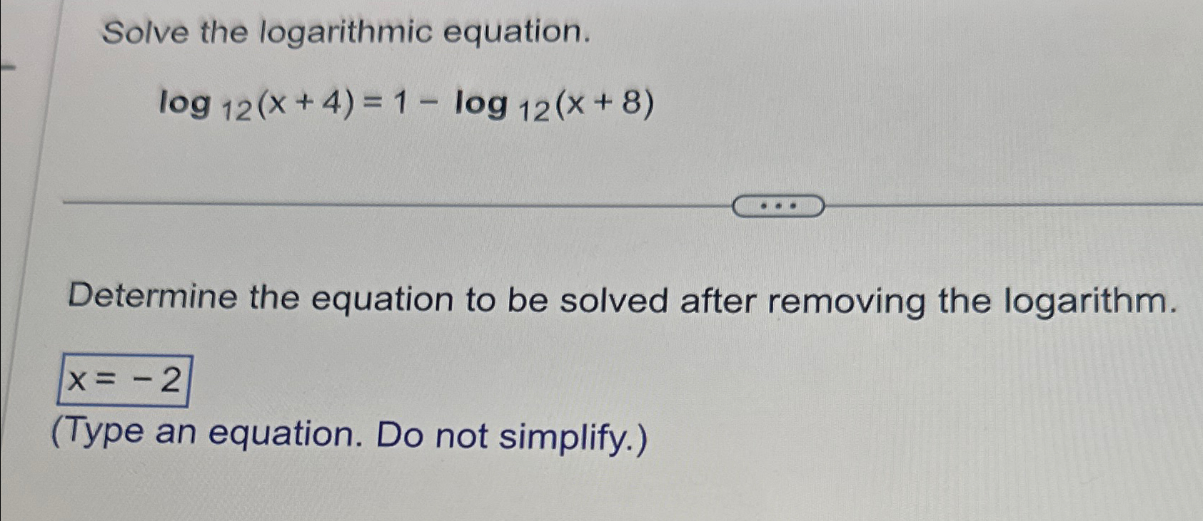 Solved Solve the logarithmic | Chegg.com