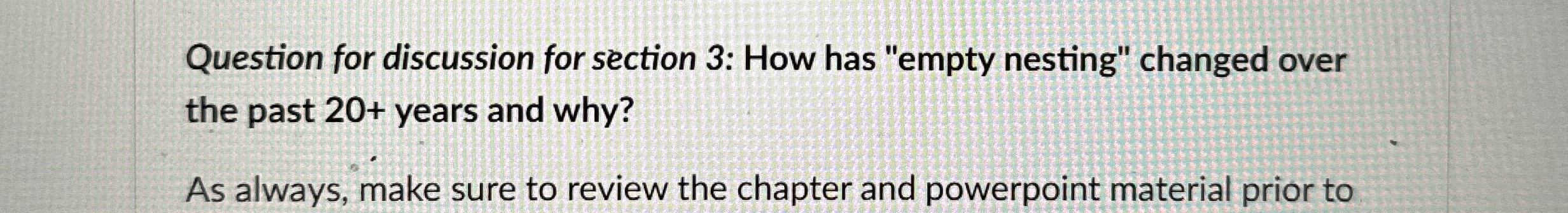 Solved Question for discussion for section 3: How has "empty | Chegg.com