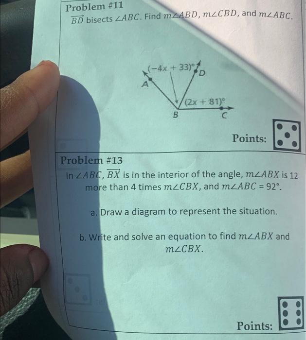 Solved Problem \#11 BD bisects ∠ABC. Find m∠ABD,m∠CBD, and | Chegg.com