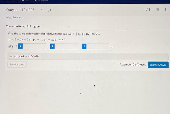 Solved Find the coordinate vector of p relative to the basis | Chegg.com