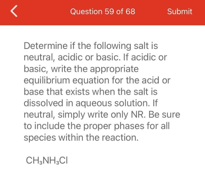 Solved Determine if the following salt is neutral, acidic or | Chegg.com