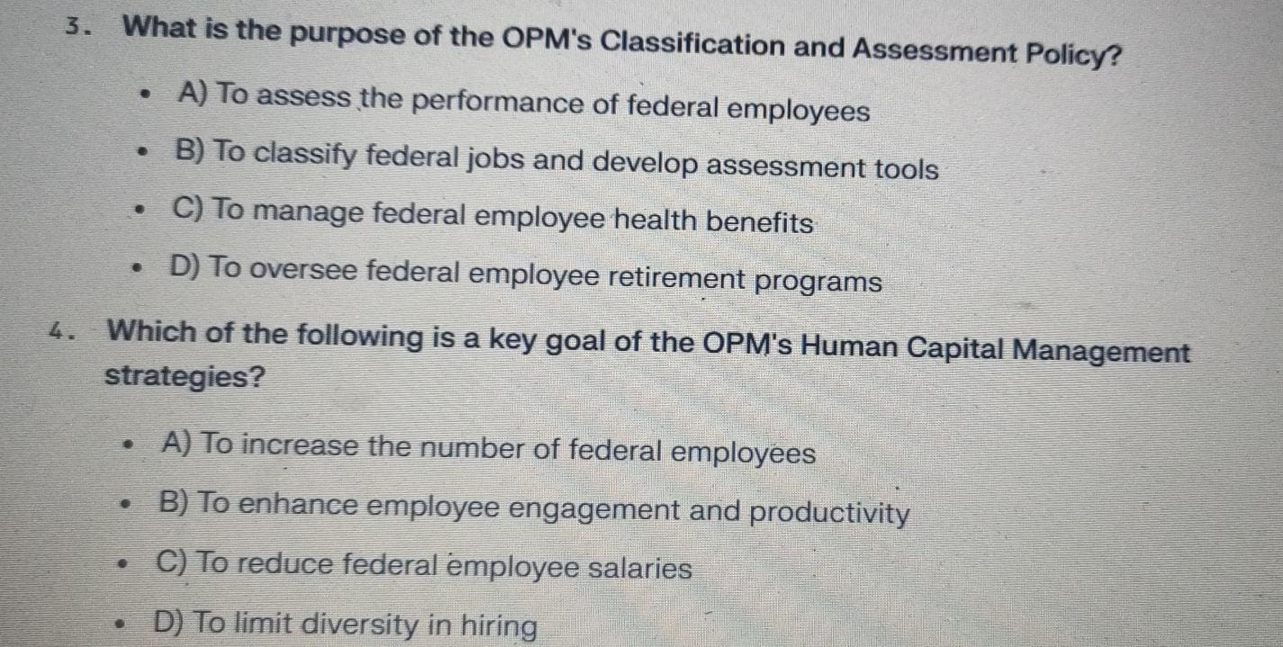 Solved What is the purpose of the OPM's Classification and | Chegg.com
