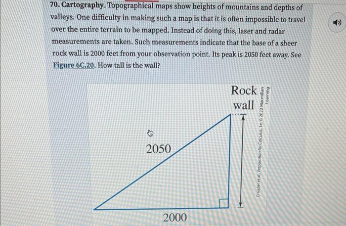 Solved 70. Cartography. Topographical maps show heights of | Chegg.com
