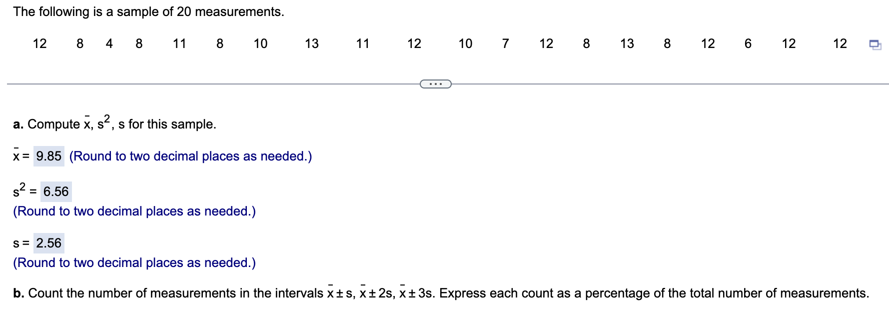 Solved The following is a sample of 20 | Chegg.com