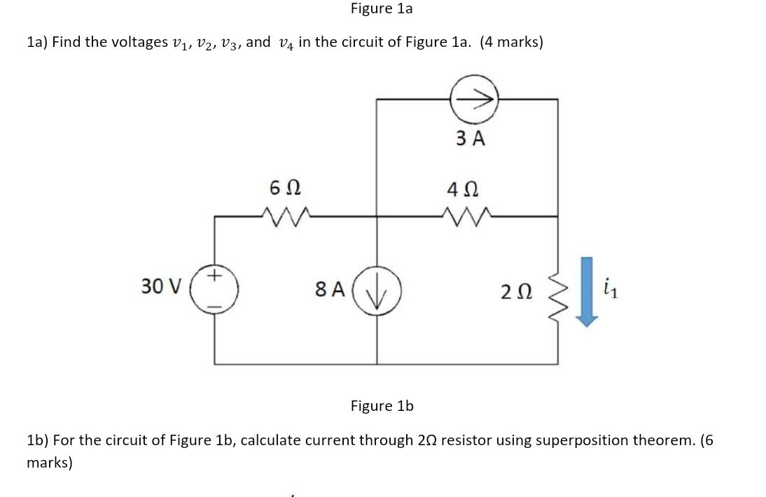 Solved 1a) Find the voltages v1,v2,v3, and v4 in the circuit | Chegg.com