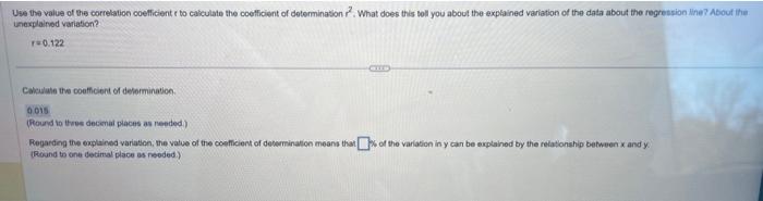 Solved unexplained variation? f=0.122 Eaksulate the | Chegg.com