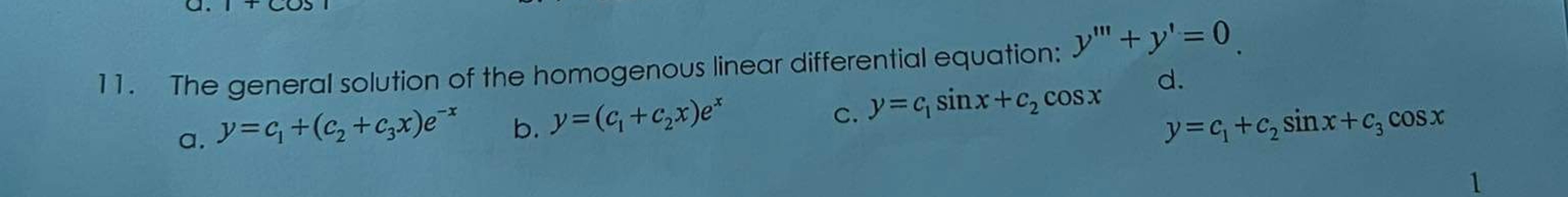 Solved The general solution of the homogenous linear | Chegg.com