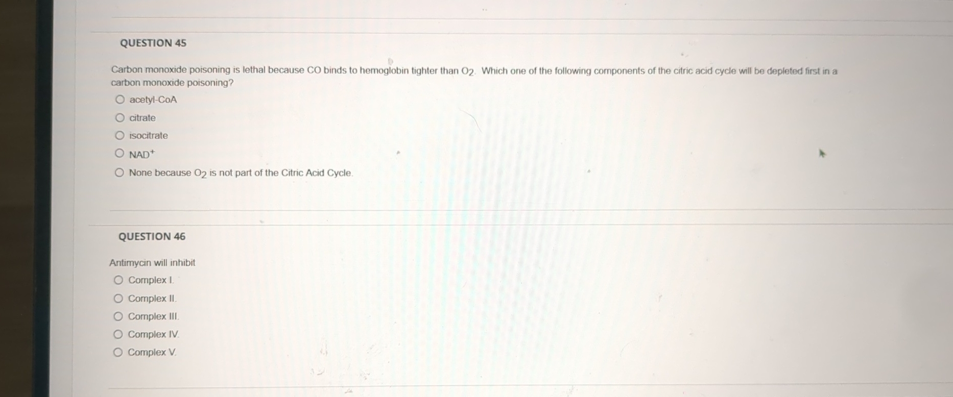 Solved QUESTION 45Carbon monoxide poisoning is lethal | Chegg.com