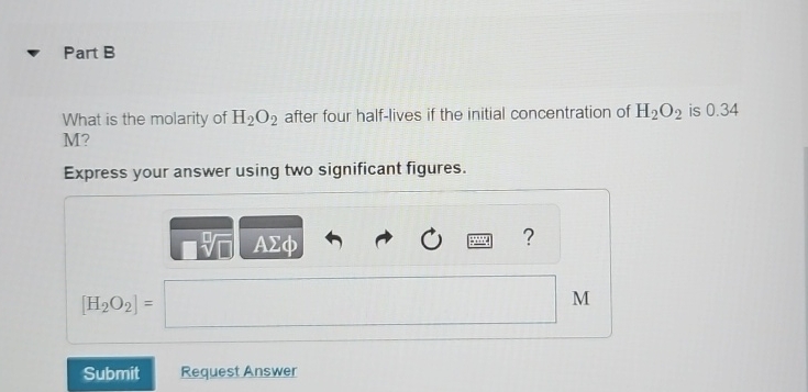 Solved Part BWhat is the molarity of H2O2 ﻿after four | Chegg.com