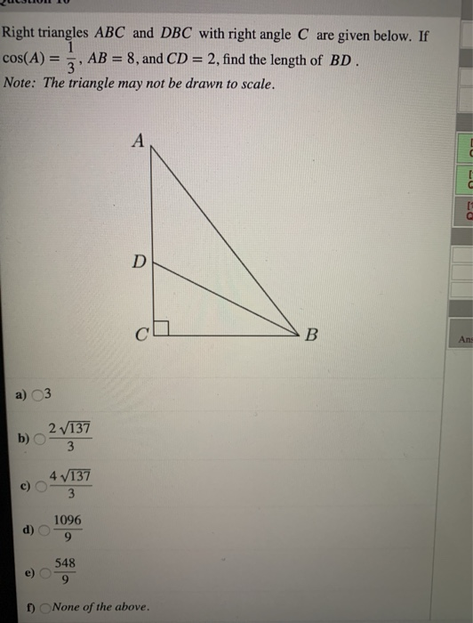 Solved Right triangles ABC and BCD with right angle C are | Chegg.com