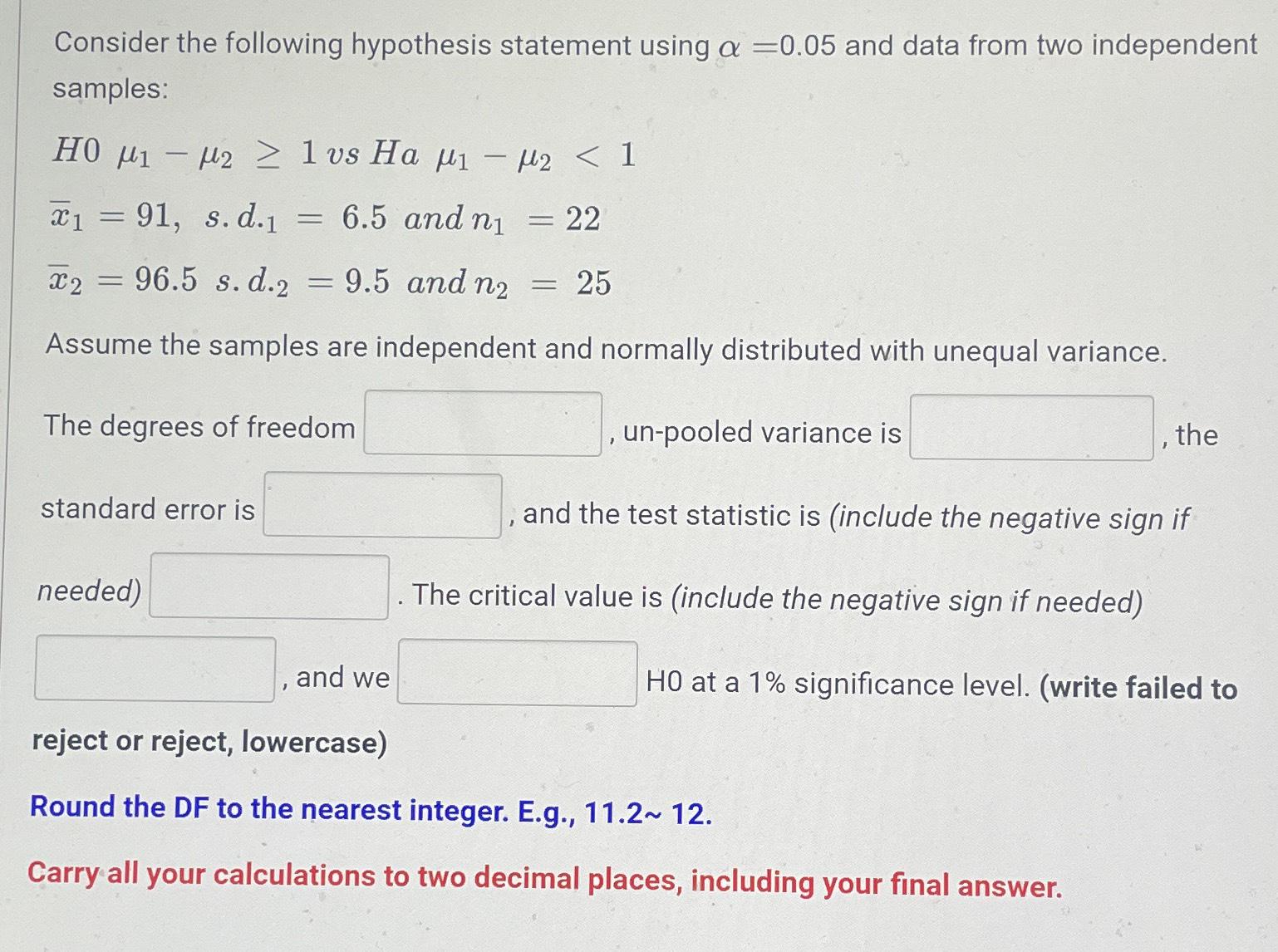 Solved Consider the following hypothesis statement using | Chegg.com