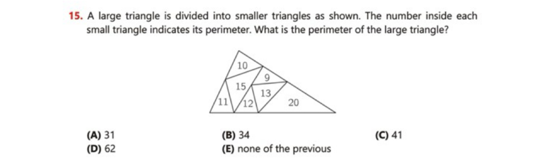 Solved A large triangle is divided into smaller triangles as | Chegg.com