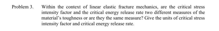 Solved em 3. Within the context of linear elastic fracture | Chegg.com