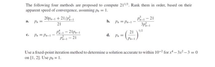 Solved The following four methods are proposed to compute | Chegg.com