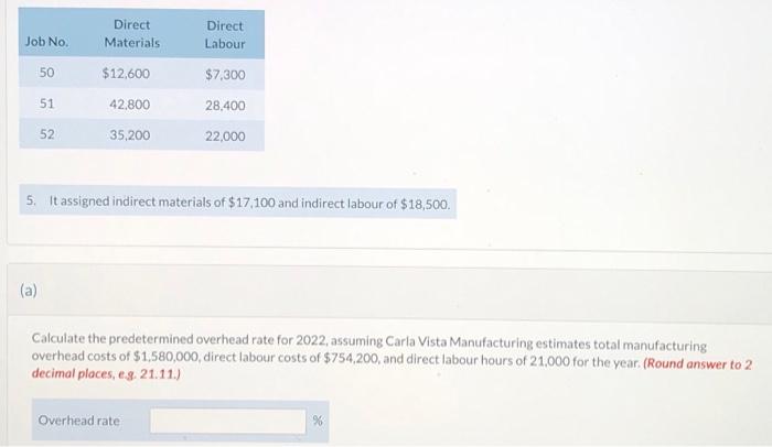 Solved 5. It assigned indirect materials of $17,100 and | Chegg.com