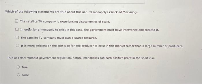 Solved 8. Natural monopoly analysis The following graph | Chegg.com