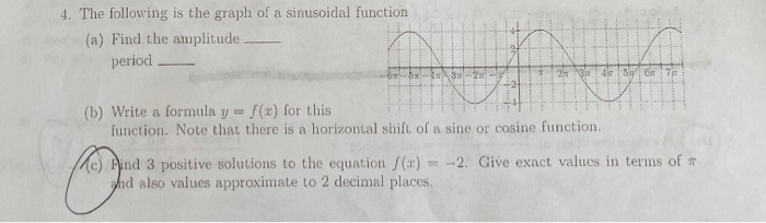 Solved 4. The following is the graph of a sinusoidal | Chegg.com