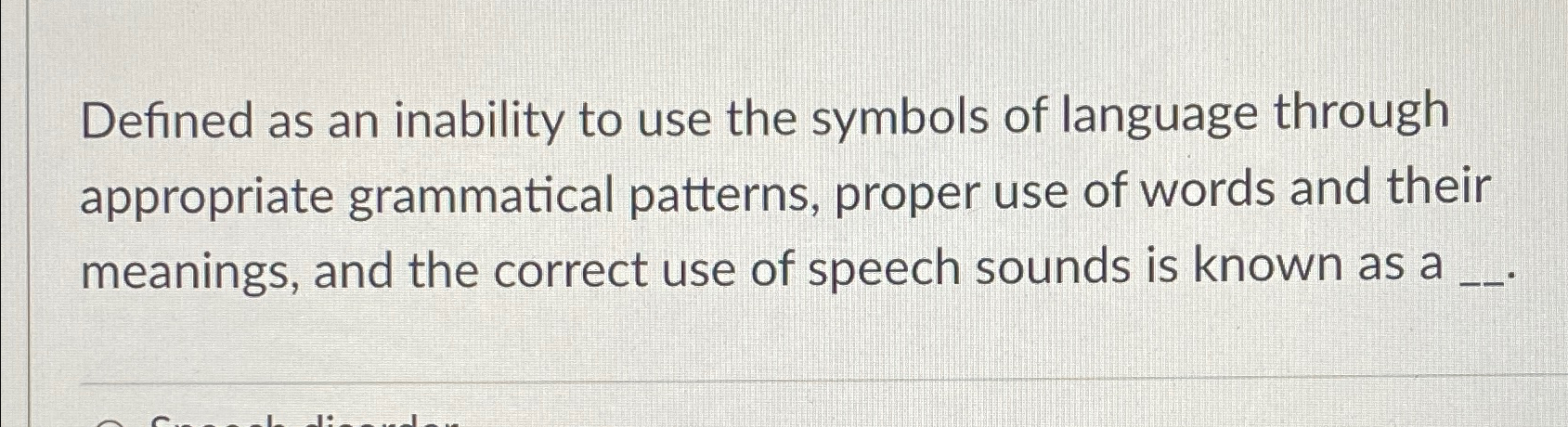 Solved Defined as an inability to use the symbols of | Chegg.com