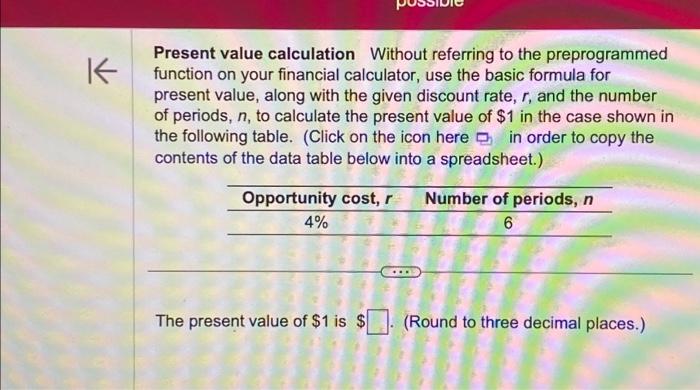 Solved Present value calculation Without referring to the | Chegg.com