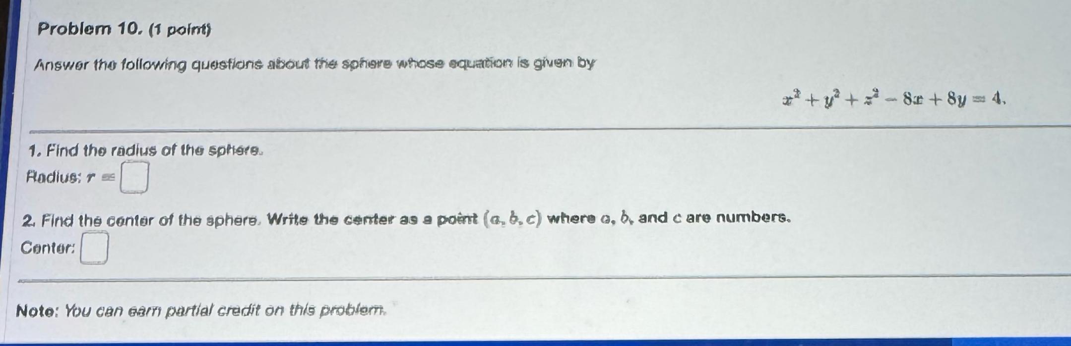 Solved Problem 10. (1 ﻿point)Answer the following questione | Chegg.com