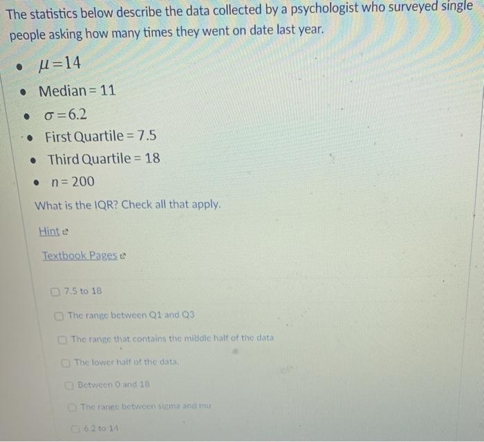 Solved The statistics below describe the data collected by a | Chegg.com