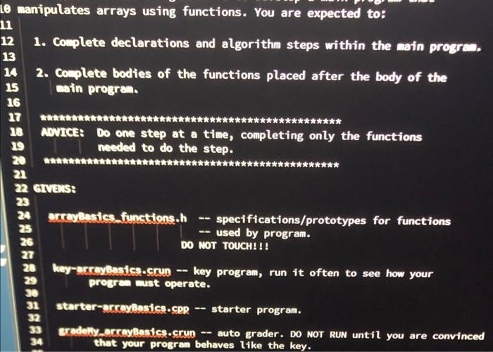 Solved anipulates arrays using functions. You are expected | Chegg.com
